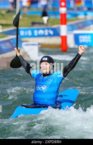 Finn Butcher of New Zealand in action during the Men's kayak cross ...