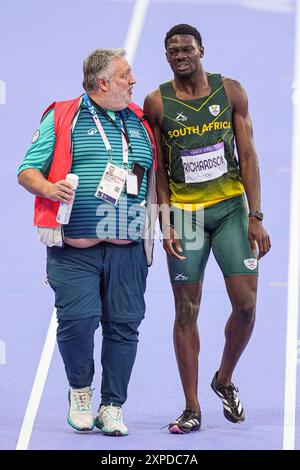 Benjamin Richardson of South Africa competing in the men’s 100m heats ...