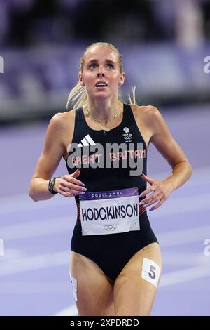 Keely Hodgkinson reacts after winning the Women's 800m final during the ...
