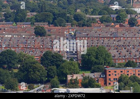 A view of Harehills taken from the rooftop of a tall building in Leeds ...