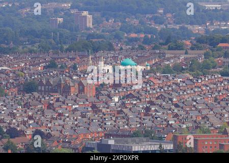 A view of Harehills taken from the rooftop of a tall building in Leeds ...