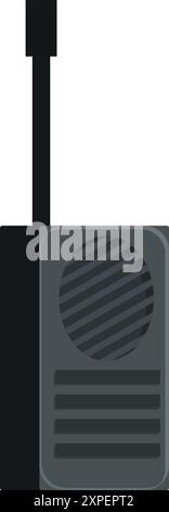 Gray walkie talkie with an antenna is transmitting messages Stock ...