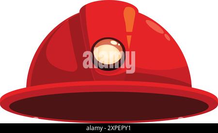 Red mining helmet with a bright light, ensuring safety and visibility ...