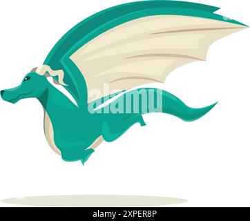 Green european dragon flying and spreading its wings. Green european ...