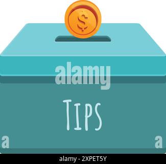 Blue tip box is receiving a golden coin donation, encouraging ...