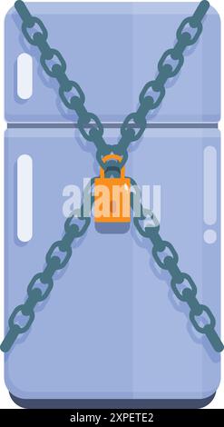 Refrigerator is secured with chains and a padlock, representing the ...