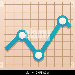 Blue line chart is trending upwards on a grid background, showing ...