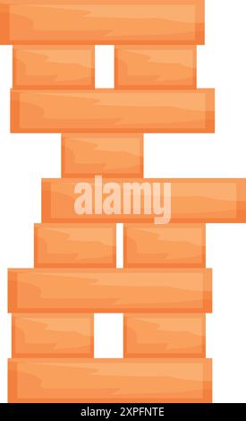 Tower of light brown wooden blocks is carefully balanced, with one ...