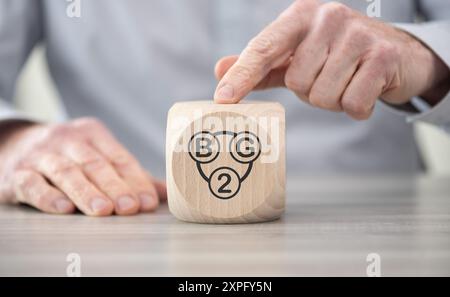 Wooden block with symbol of b2g concept on blue background Stock Photo ...