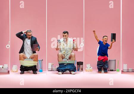 BOY ON PHONE IN TOILET Stock Photo - Alamy
