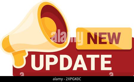 Cartoon megaphone making new update announcement. Megaphone announcing ...