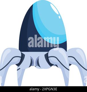 Cartoon illustration of a spaceship with four legs standing still ...