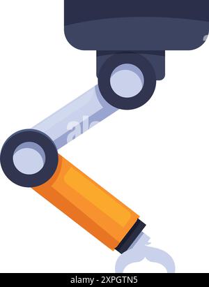 Industrial robot arm manipulator picking up object with hydraulic clamp on factory floor Stock ...