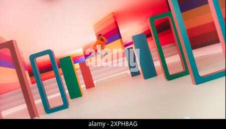 male dancer perform skills in dark studio Stock Photo - Alamy