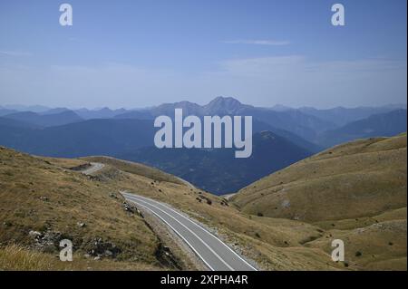 Landscape with scenic view of Velouchi a mountain in the eastern part ...
