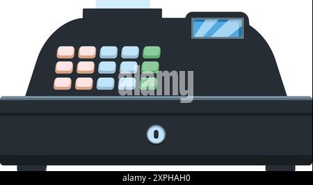 Black cash register standing on countertop, ready for processing ...