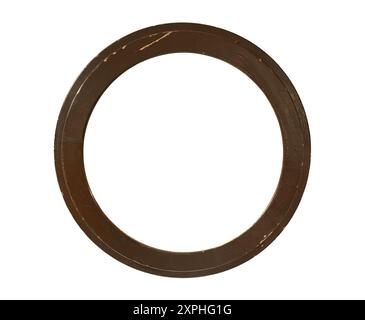 Old round wooden frame isolated on white background with clipping path ...