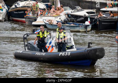Police Men On Boat At Amsterdam The Netherlands 4-8-2024 Stock Photo ...