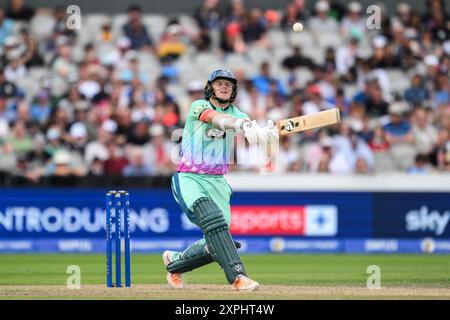Sam Curran plays a shot during the ILT20 Final between Desert Vipers ...