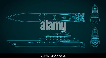 Stylized vector illustrations of technical drawings of a crankset Stock ...