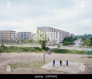 Old soviet concrete residential buildings in Dushanbe, capital of ...