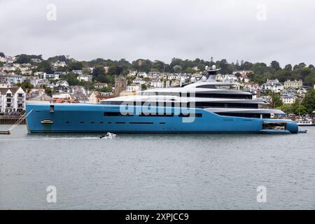 Dartmouth, UK 22nd Jul 2024. The mega yacht Aviva, owned by Joe Lewis ...