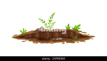 Ground hole, deep dirty pit and burrow. Isolated cartoon vector piece ...