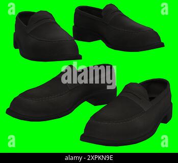 Black Leather Loafers in Multiple Angles Stock Photo - Alamy