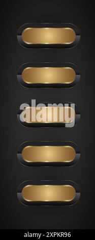 Set of golden buttons for user interface design. Vector illustration of ...