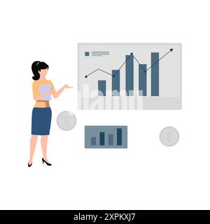 Girl looking at graph analytics Stock Photo - Alamy