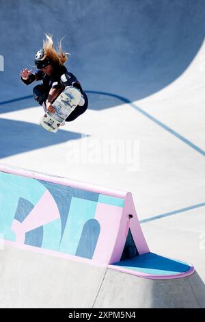 Sky Brown of Britain competes in the women's park skateboarding final ...