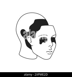 Y2k futuristic bald cyber human person head contemporary pop art ...