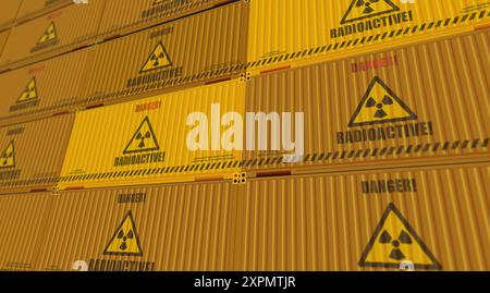 Radioactive waste and nuclear containers cargo crane. Business concept ...