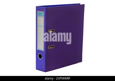 A4 purple lever arch file, opened folder binder with blank papers ...