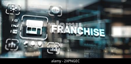 Franchise marketing system. Modern technology business. Franchise ...