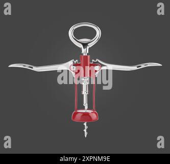 Winged corkscrew with rack and pinion mechanism on dark brown ...