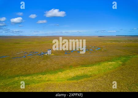 Forsinard Flows Sutherland Scotland summer sunshine over the station ...