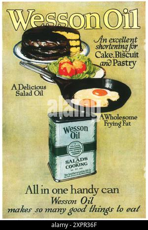 1918 Wesson vegetable fat cooking oil ad - "for salads and cooking ...