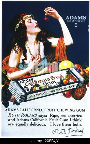 1919 Adams California Fruit Chewing Gum Ad with Mabel Normand Stock ...