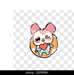 drawn Illustration of lady mini hart on white background Stock Vector ...