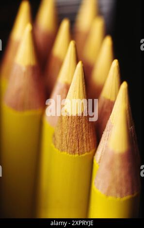 Detail photograph of some wood yellow pencils Stock Photo - Alamy