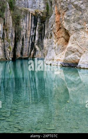 Mijares river and mountains in Montanejos Castellon at Spain Stock ...