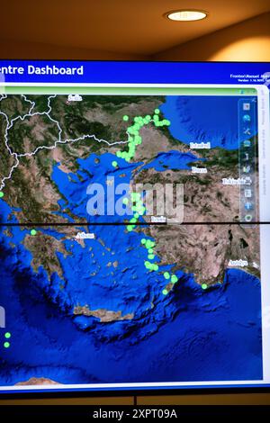 The Frontex situation center at the headquarters in Warsaw coordinates ...