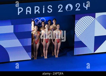 Team China compete in the team acrobatic final of artistic swimming at ...