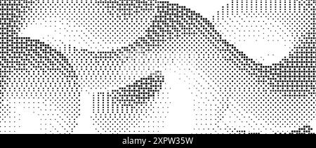 Black pixelated gradient undulate shape. Dotted dither texture ...