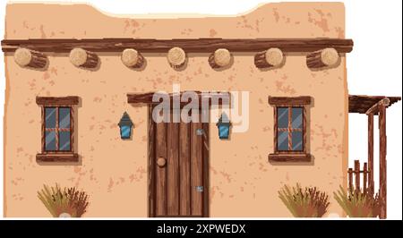 Rustic adobe house with wooden accents Stock Vector Image & Art - Alamy