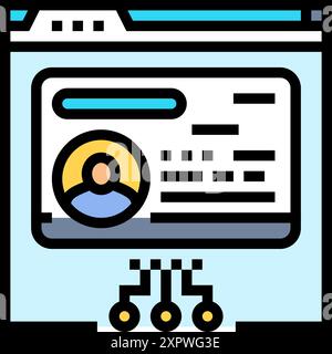 attendee badge virtual conference color icon vector illustration Stock ...