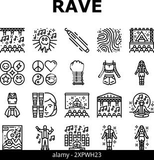 rave retro party music icons set vector Stock Vector Image & Art - Alamy
