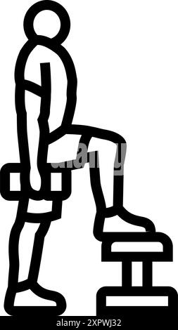 step ups fitness exercise leg line icon vector illustration Stock ...