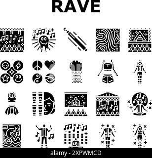 rave retro party music icons set vector Stock Vector Image & Art - Alamy